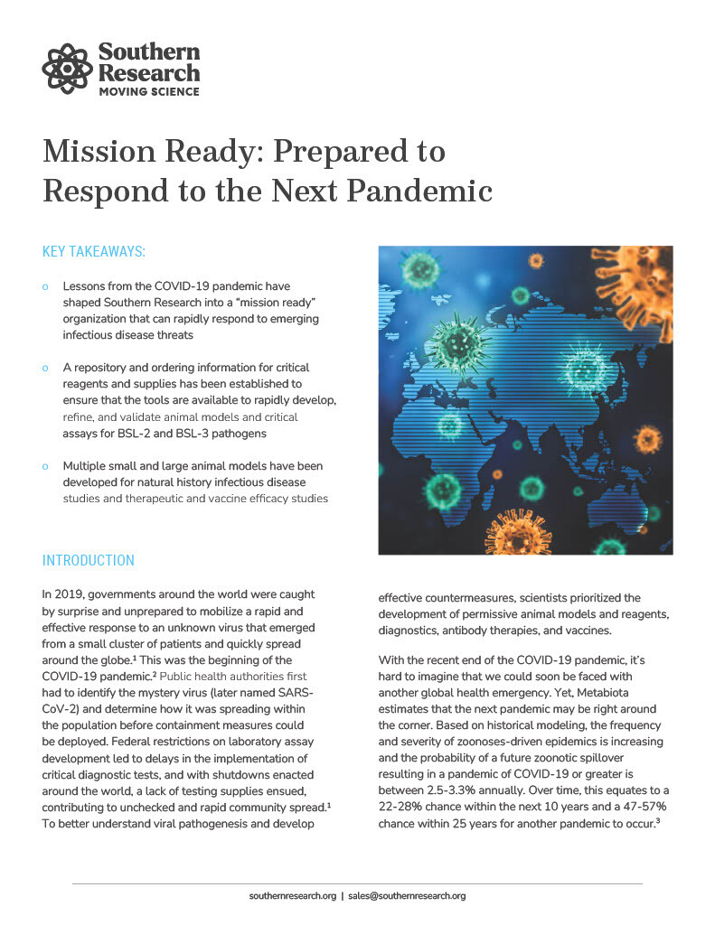Mission Ready: Prepared to Respond to the Next Pandemic | Southern Research