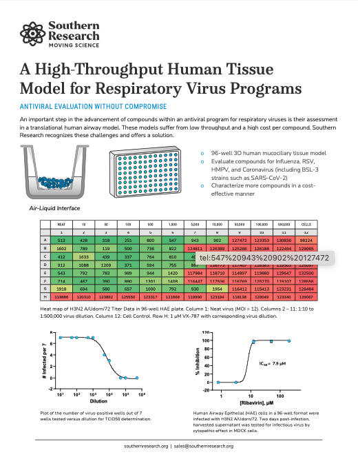A High-Throughput Human Tissue Model for Respiratory Virus Programs ...
