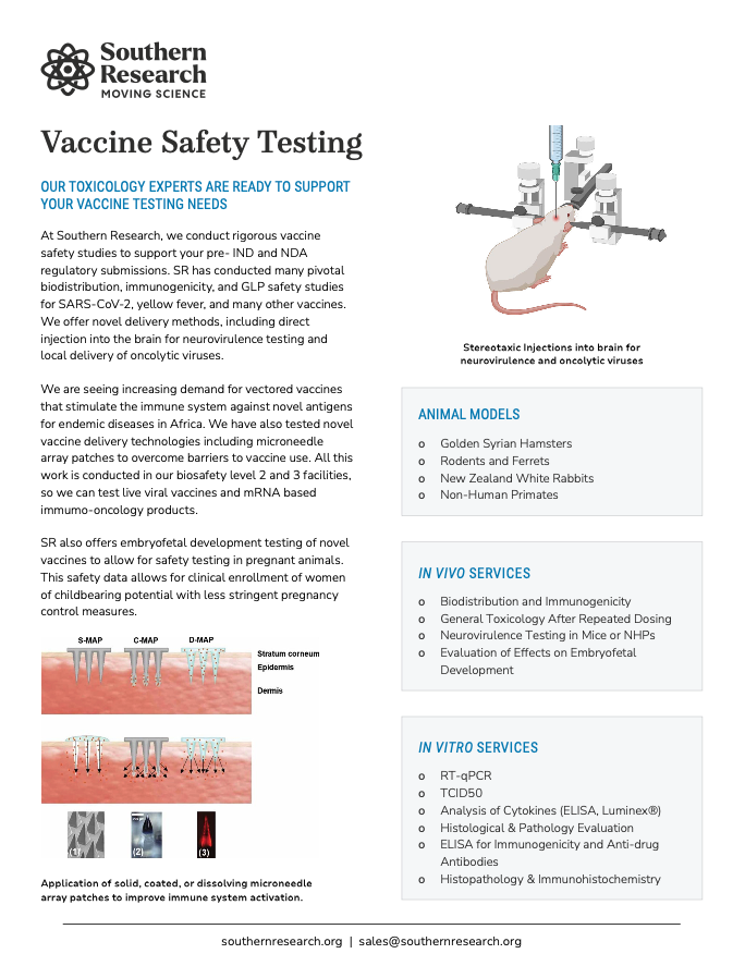 Vaccine Safety Testing | Southern Research